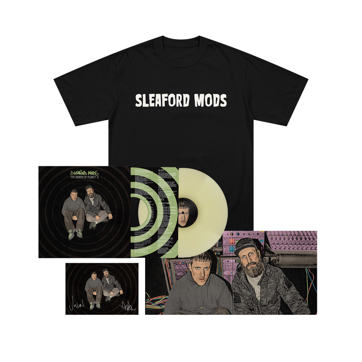 Im Dunkeln leuchtende LP, T-Shirt + Download – Sleaford Mods